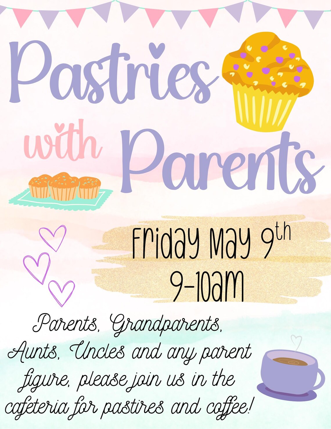 Pastries With Parents Template - Editable Pastries With Parents Flyer ...