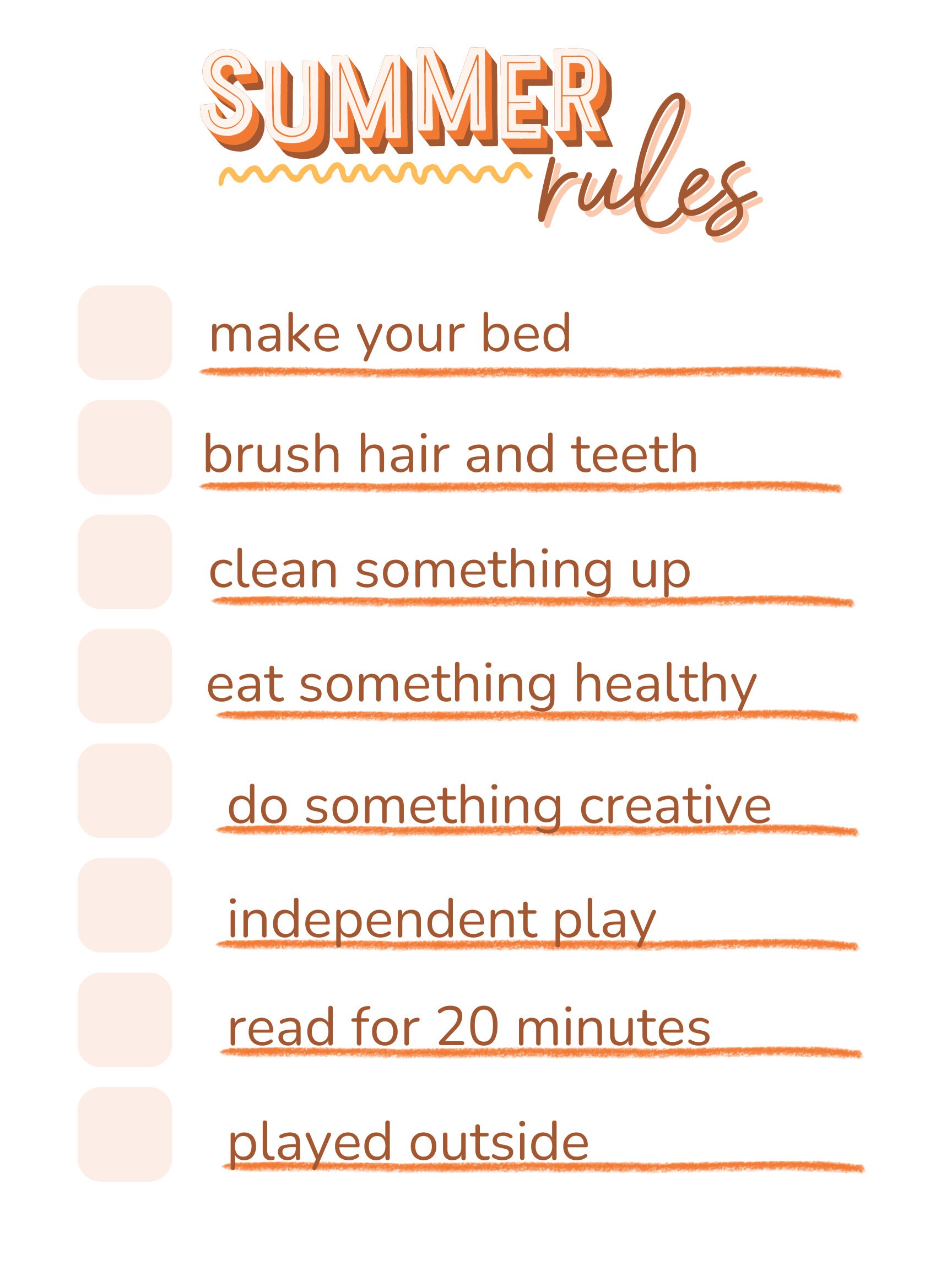 EDITABLE Summer Planner 2024 for Kids Printable,editable Summer Rules ...