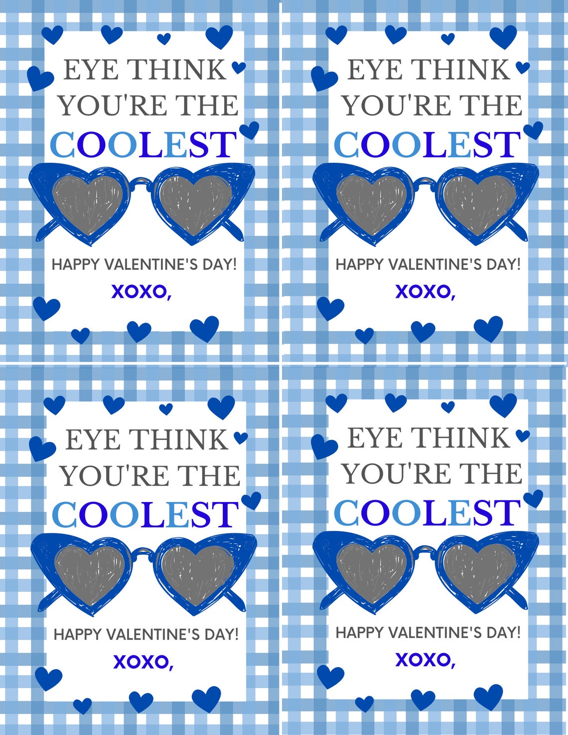 Printable Heart Sunglasses Valentine's Day Card Instant - Etsy
