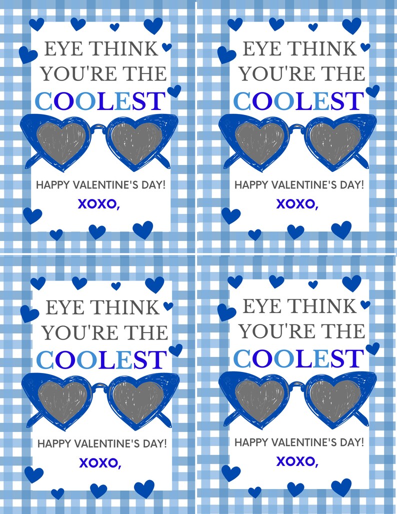 Printable Heart Sunglasses Valentine's Day Card Instant - Etsy