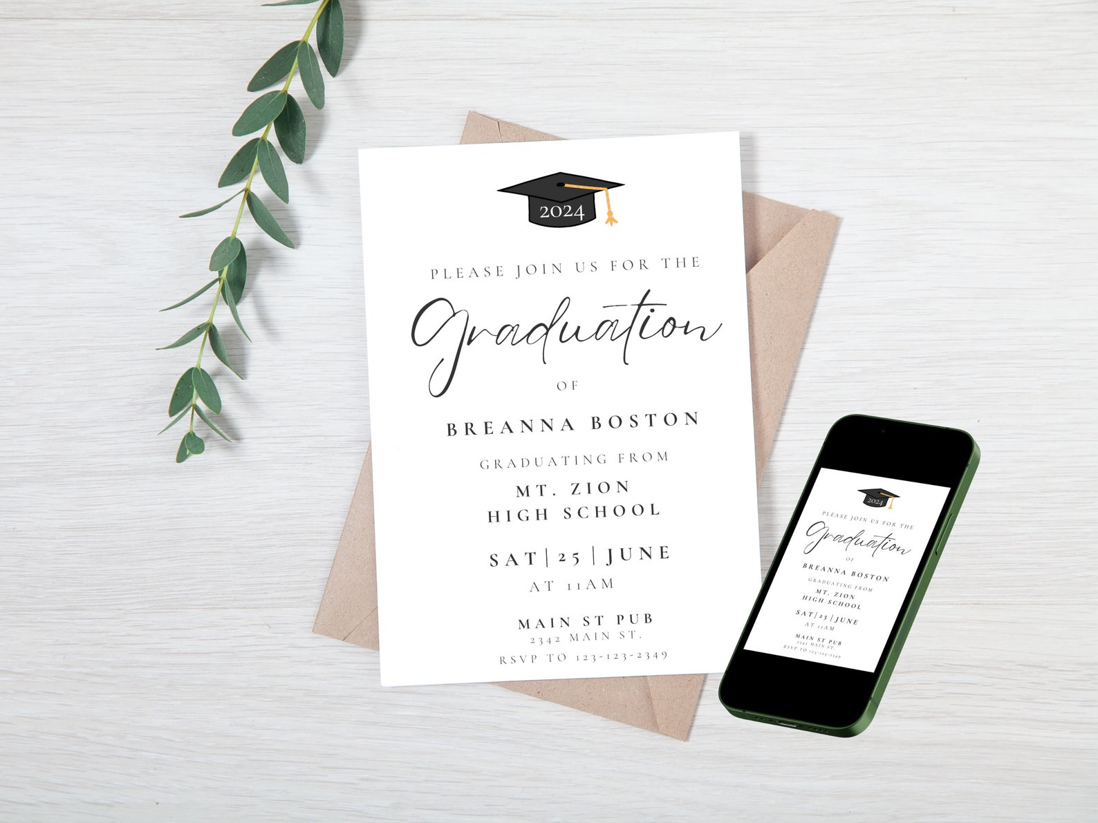 Graduation Invitation Template Printable Editable Electronic Graduation ...