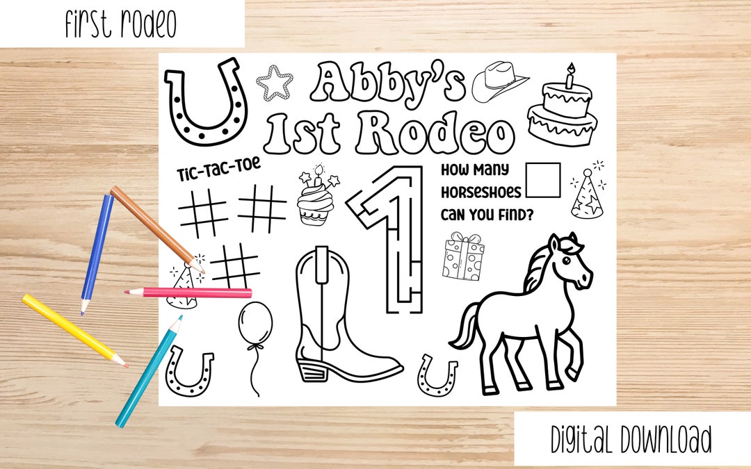 First Rodeo Party Activity Sheet | First Rodeo Party Favor | First ...