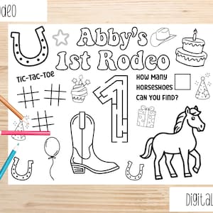 First Rodeo Party Activity Sheet | First Rodeo Party Favor | First ...
