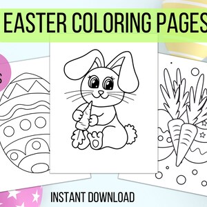 Easter Spring Coloring Page Set - Spring Kids Activity - Easter Party ...