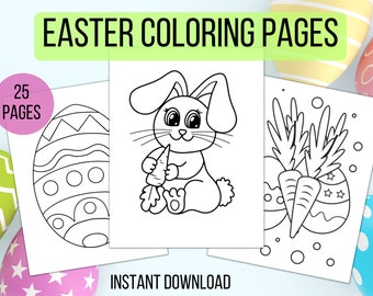 Easter Spring Coloring Page Set Instant Download Easter Springtime Kids ...