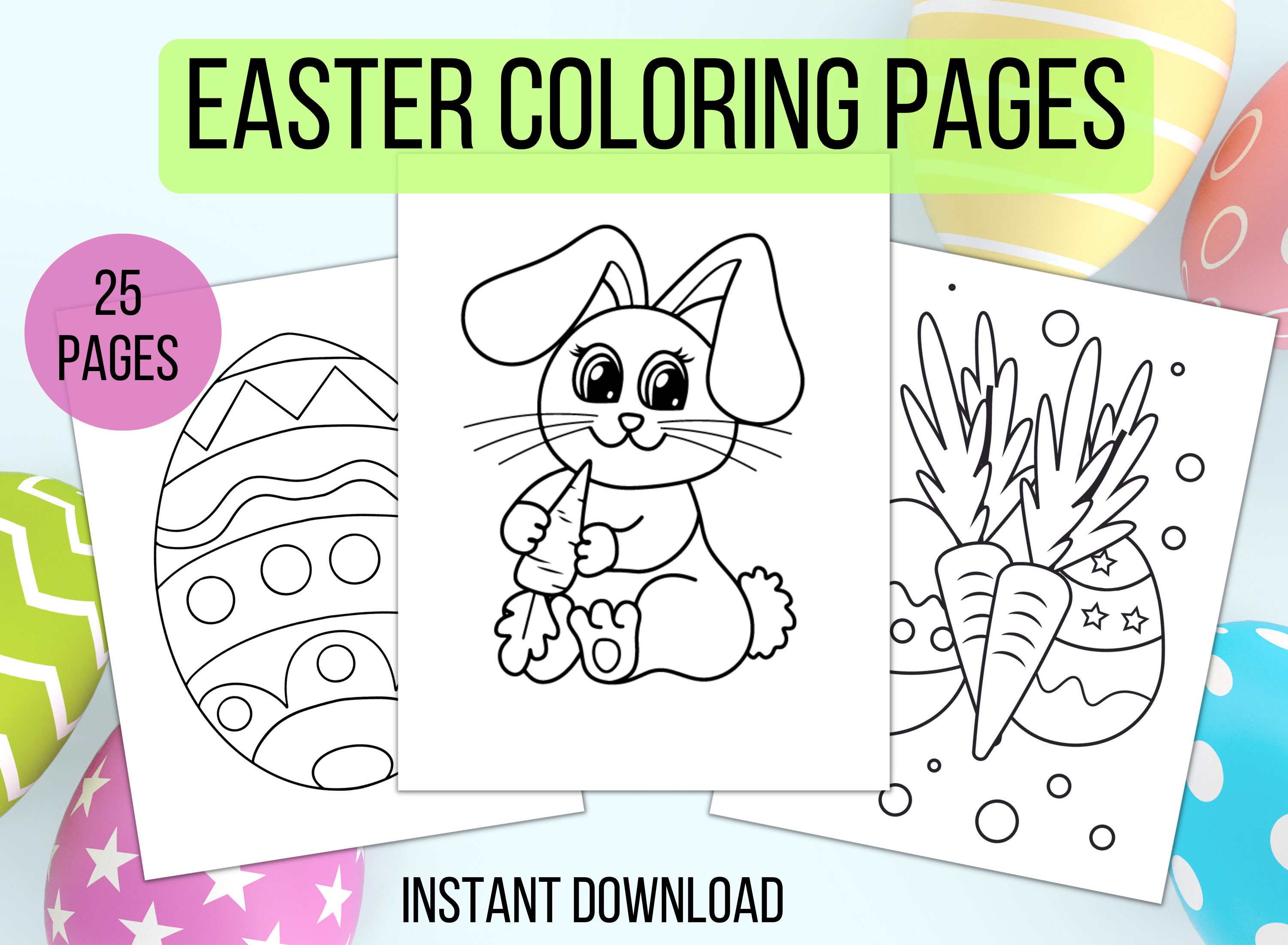 Easter Spring Coloring Page Set - Spring Kids Activity - Easter Party ...