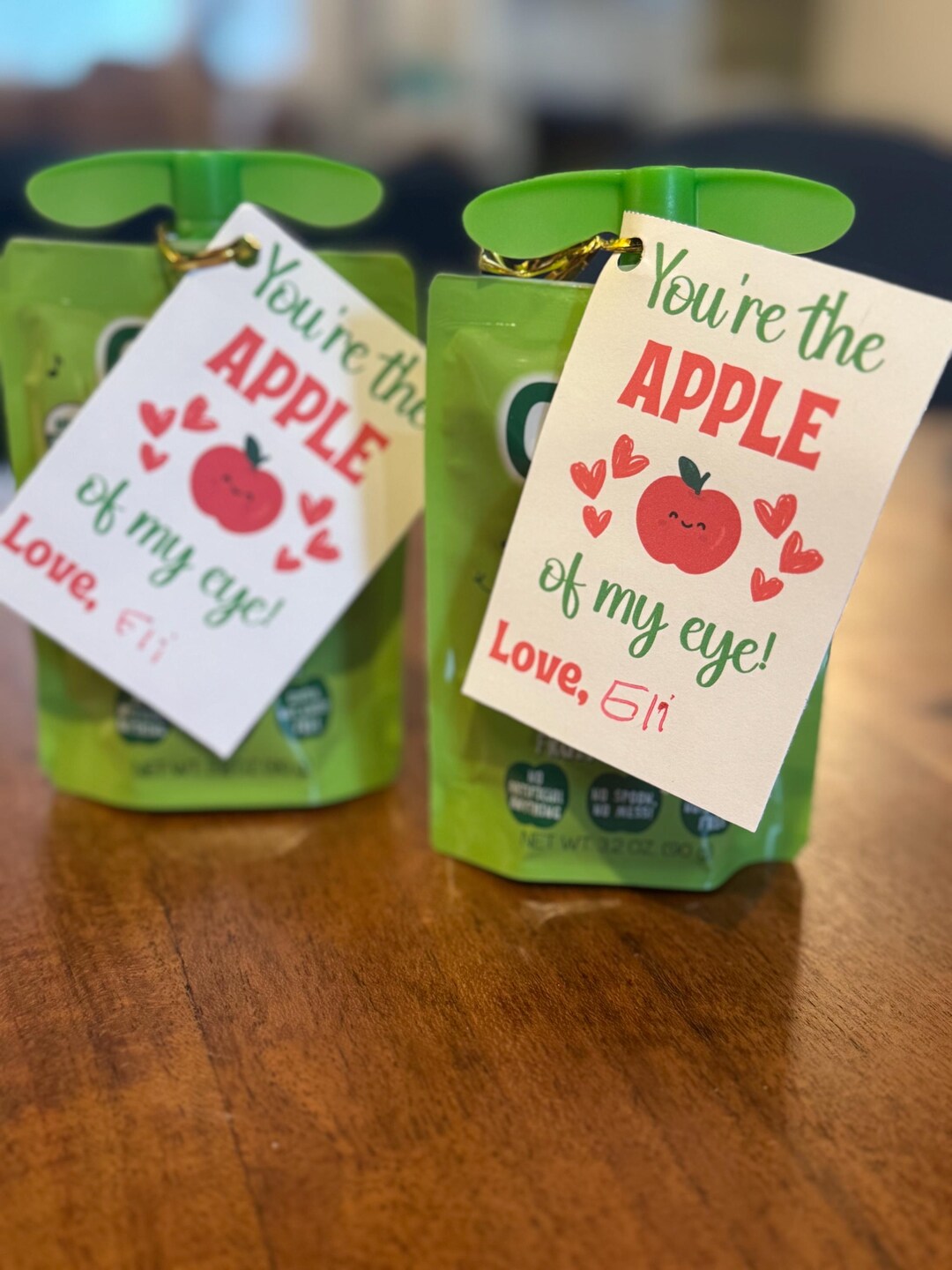 Printable Applesauce Pouch Valentine Tag - Apple of My Eye - Preschool ...