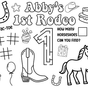 First Rodeo Party Activity Sheet | First Rodeo Party Favor | First ...