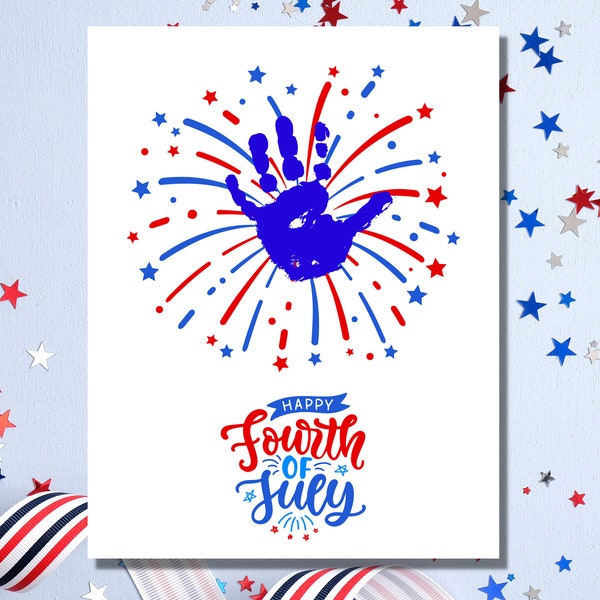4th of July Handprint Art Activity, Fourth of July Firework - Etsy