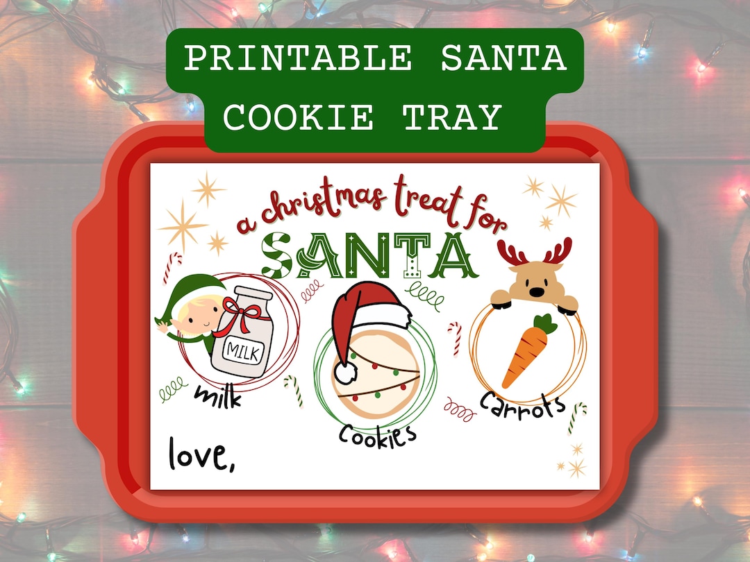 Santa Cookie Tray Printable | Santa Cookies and Milk Tray | Santa Tray ...