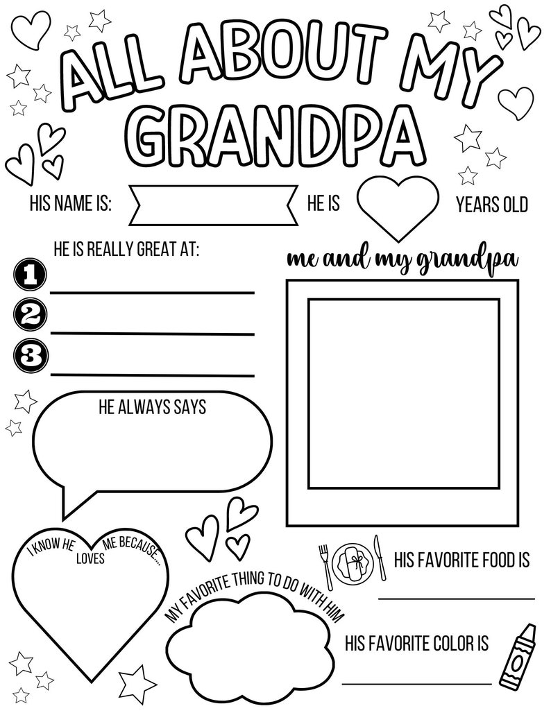 All About My Grandpa Questionnaire All About My Papa Grandpa Fathers