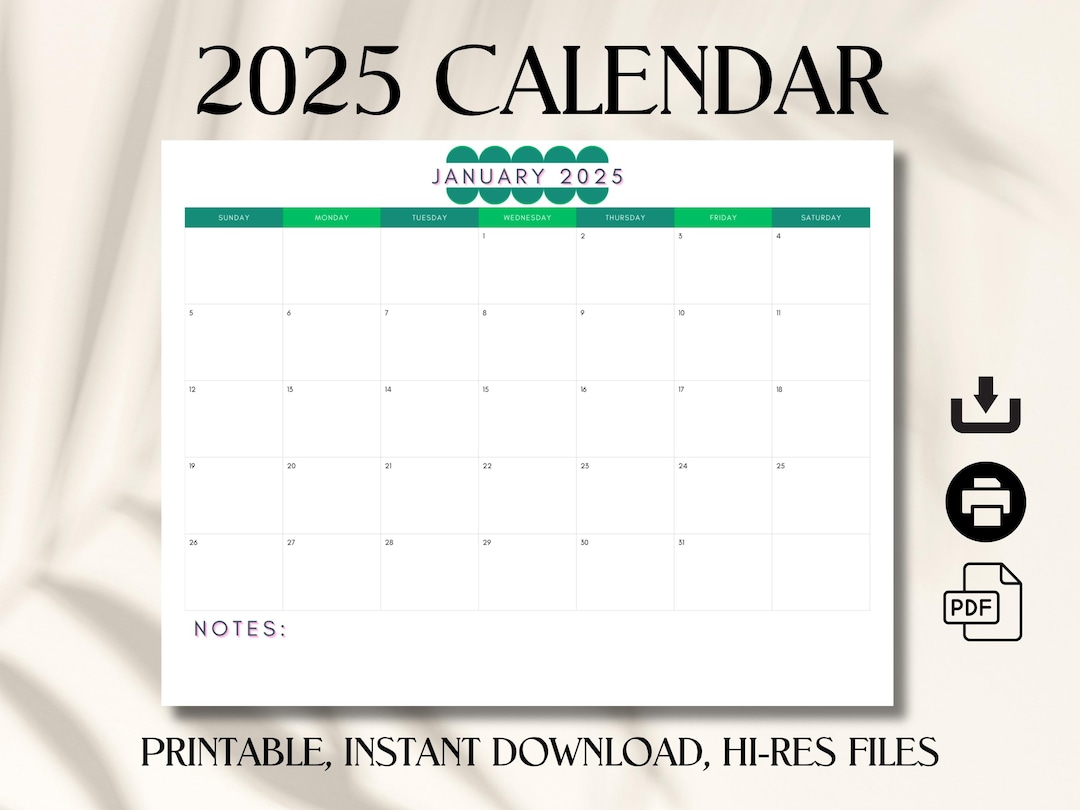 2025 Calendar 2025 Monthly Planner Landscape Elegant Monthly Calendar ...