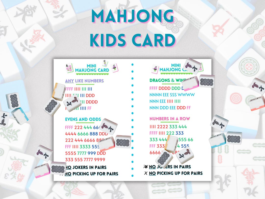 PRINTABLE Kids Mahjong Card, Kid Friendly Mahjong Card, Mahjong Card ...