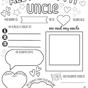 All About My Uncle Questionnaire, All About My Uncles, Fathers Day Gift ...