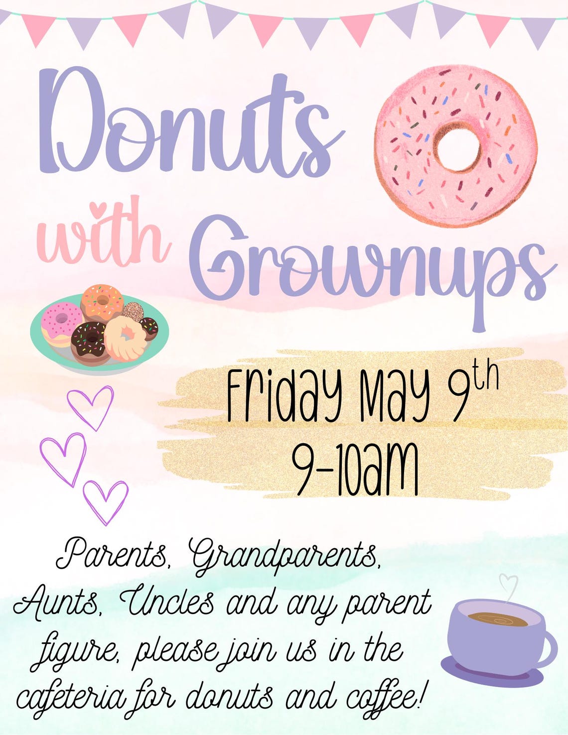 Donuts With Grownups Template - Donuts With Grownups Flyer - Donuts ...