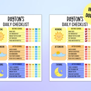 Kids Daily School Checklist Schedule Printable, Homeschool Planner to ...