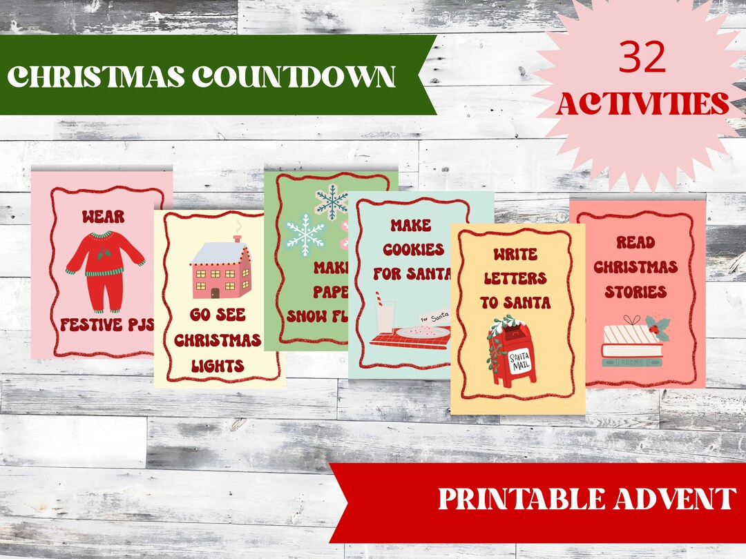 Advent Christmas Countdown Cards, Printable Christmas Countdown ...