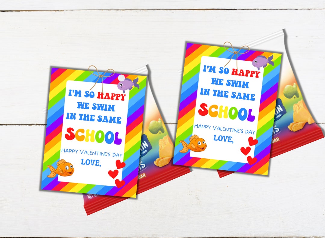 Gold Fish Valentine's Day Printable Swedish Fish Valentine | School ...