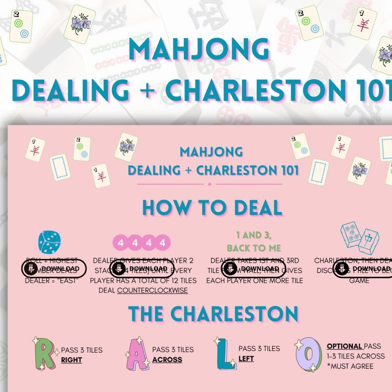 Charleston Mahjong Cheat Sheets - Etsy