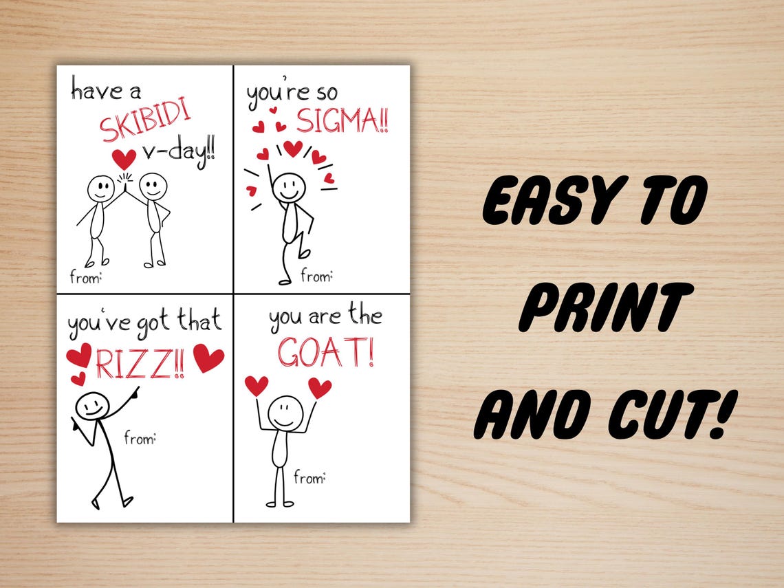 Slang Kids Valentine's Day Cards, Funny Printable Classroom Valentine ...