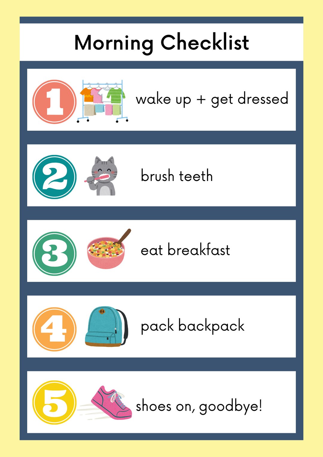 Ready for School Routine Chart for Kids, Morning Routine, Printable ...