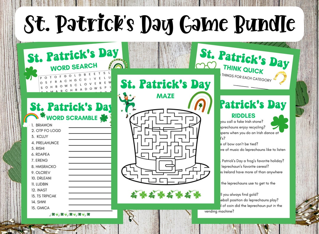 St Patricks Day Printable Games | St Patricks Games Bundle | St ...