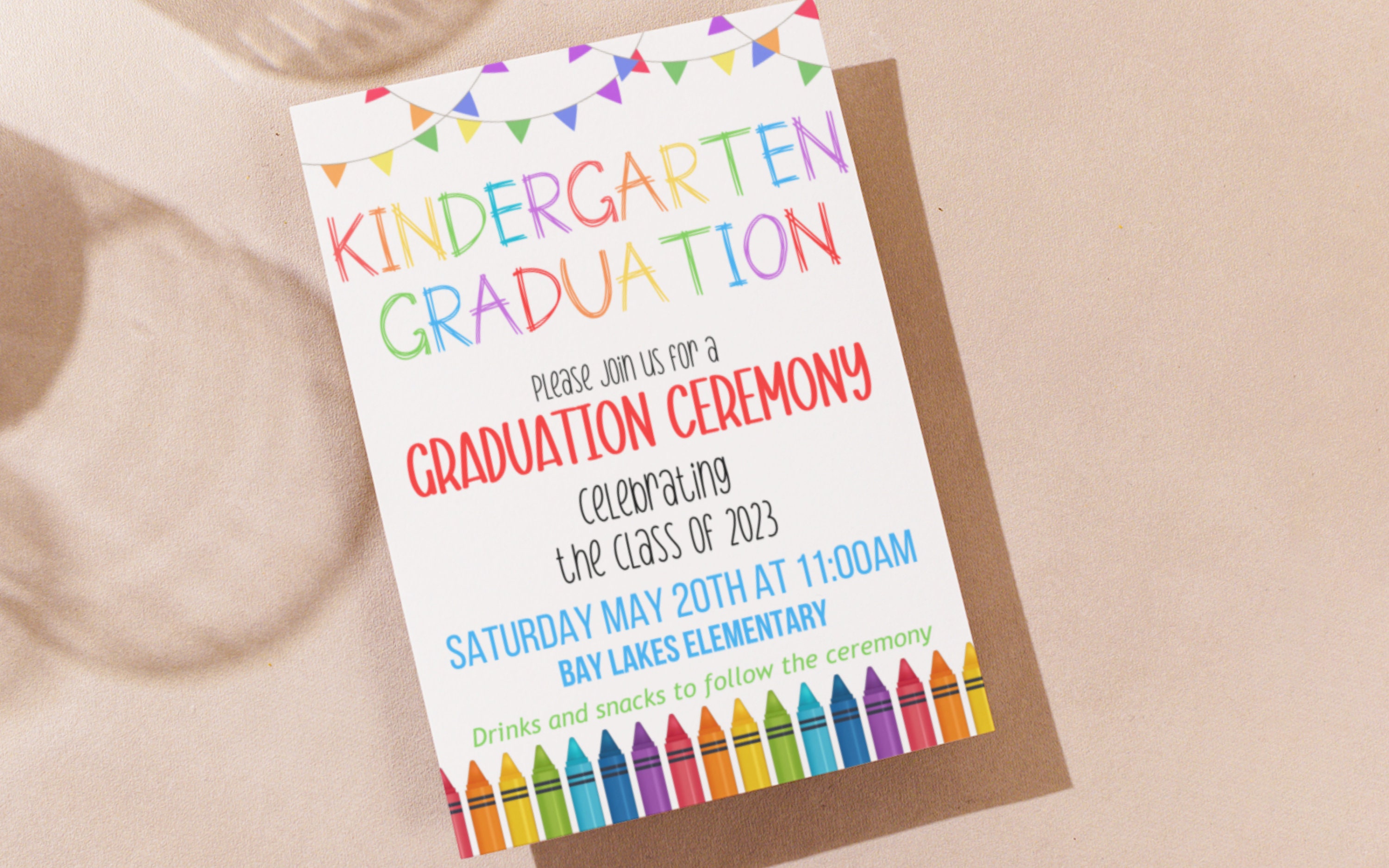Editable Kindergarten Graduation Invitation, Kindergarten Party Invite ...
