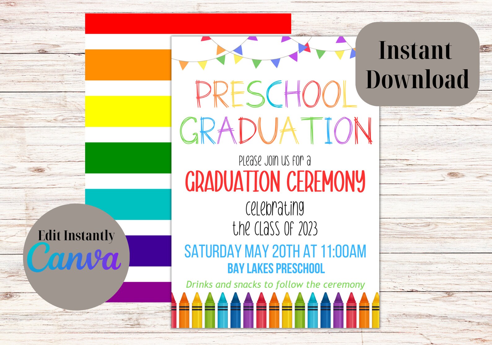 Editable Preschool Graduation Invitation, Prek Announcement Party ...