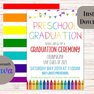 Editable Preschool Graduation Invitation, Prek Announcement Party ...