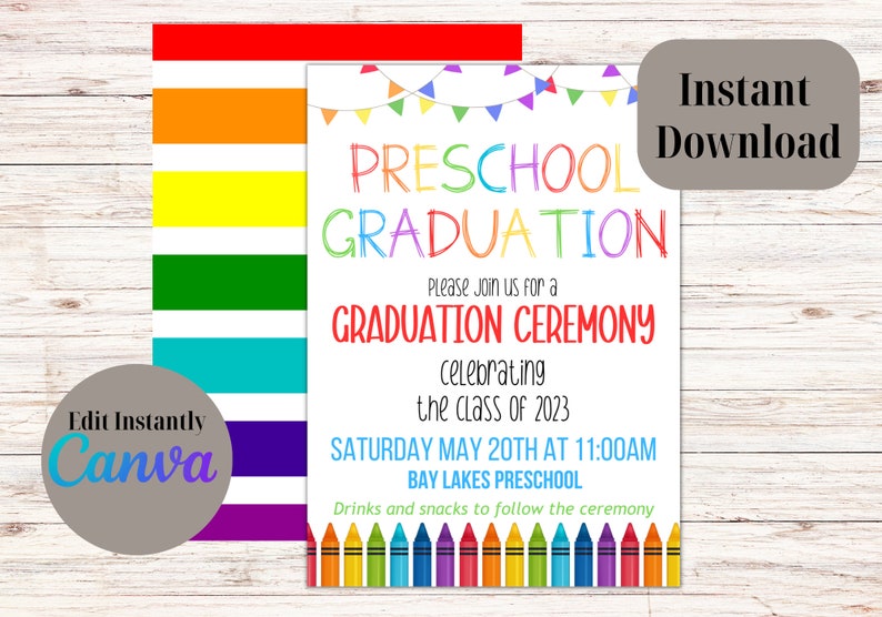 Editable Preschool Graduation Invitation Prek Announcement - Etsy