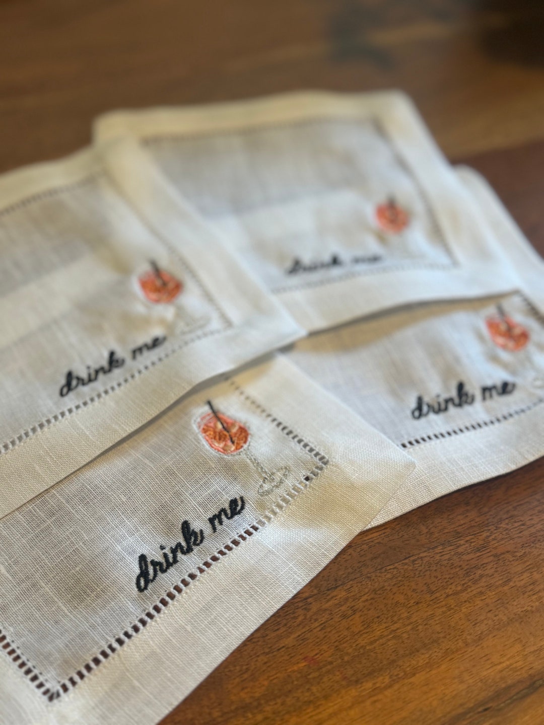Aperol Spritz Cocktail Napkins - Drink Me Napkins Funny Embroidered ...