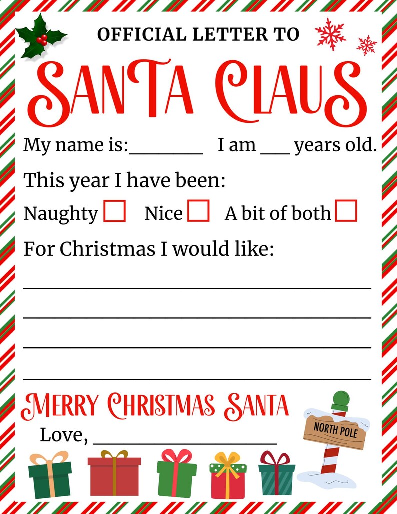 Printable Letter to Santa Printable - Easy to Print Letter to Santa ...