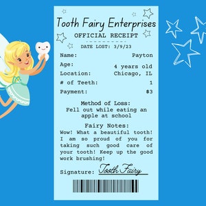 Editable Tooth Fairy Receipt Printable, Tooth Fairy Receipt for Boys ...