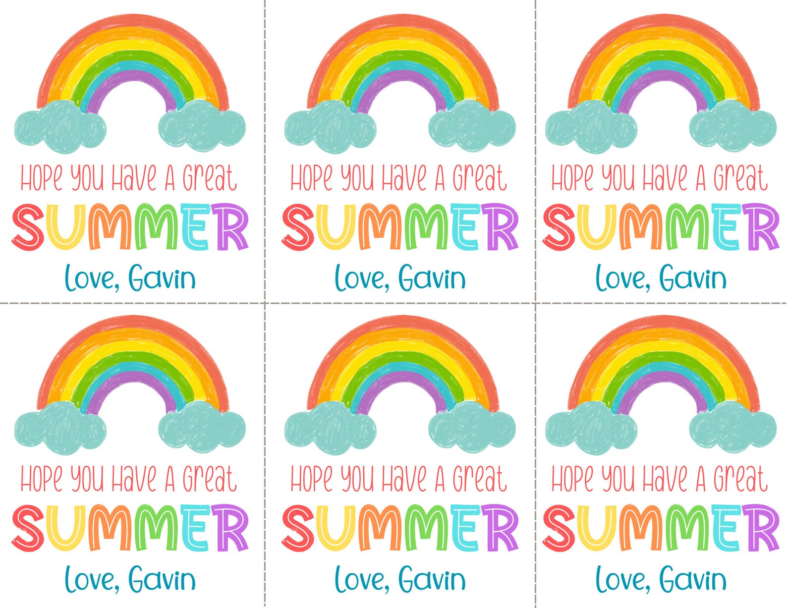 End of School Year Tags Rainbow Gift Tags, Teacher Thank You, Last Day ...