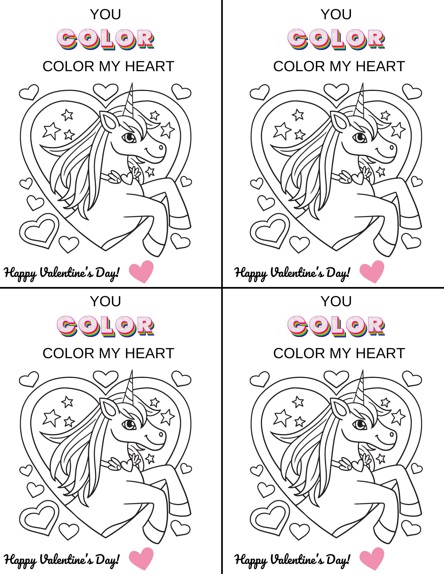 INSTANT DOWNLOAD You Color My Heart Crayon Valentine's Day Card ...