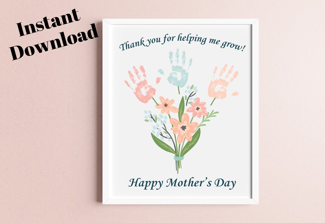 Mother's Day Craft Handprint Art Birthday Activity, Mothers Day Crafts ...