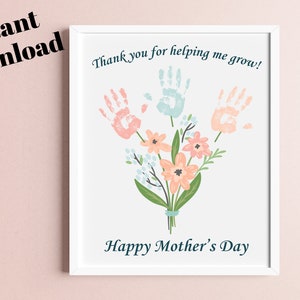 Mother's Day Craft Handprint Art Birthday Activity, Mothers Day Crafts ...
