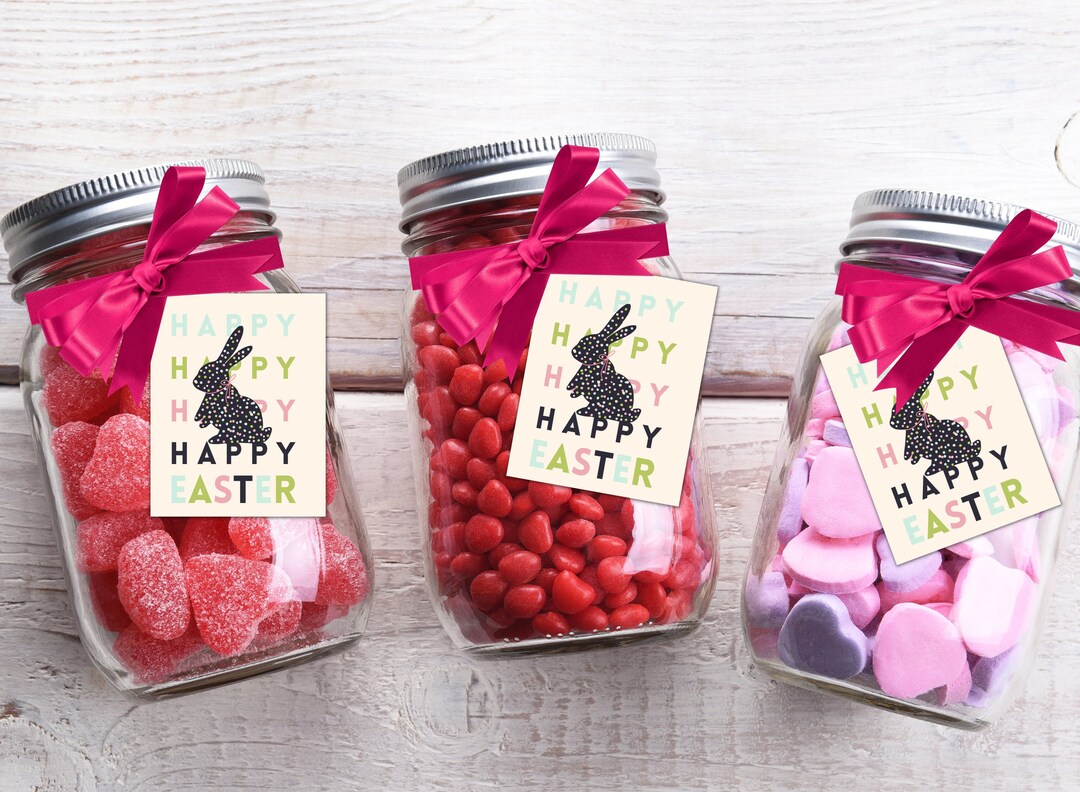 Happy Easter Gift Tag, Printable Easter Gift Tag, Rectangle Easter ...