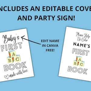 ABC Book Baby Shower Activity, Personalized Alphabet Coloring Book Baby ...