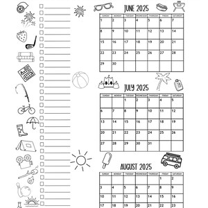 Summer Activity Calendar, Summer of Fun Coloring Poster, Big Summer ...