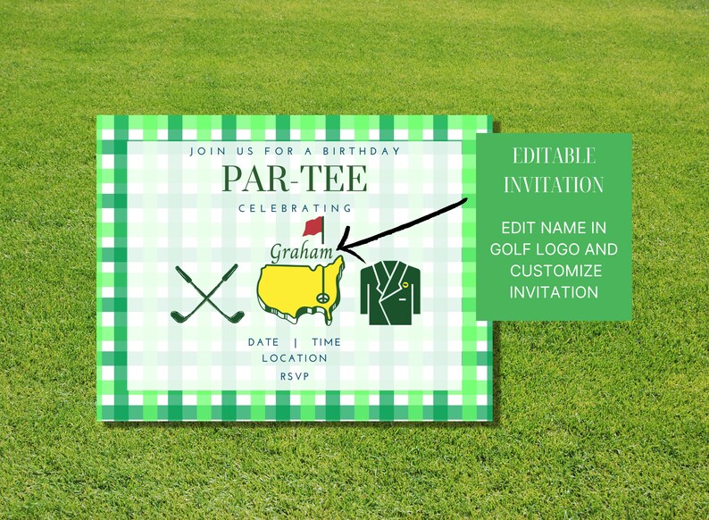 Masters Golf Birthday Invitation, Editable Invitation, Personalized ...