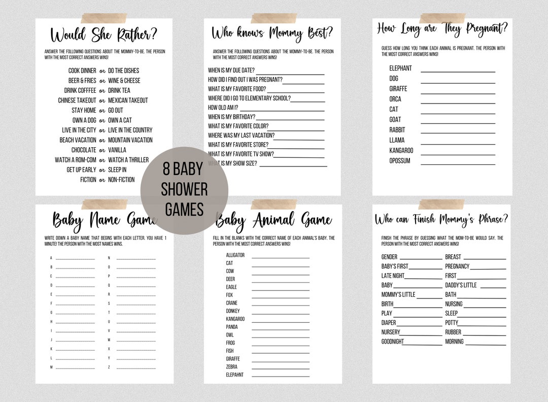 Modern Baby Shower Games Bundle, Minimalist Baby Shower Games, Editable ...