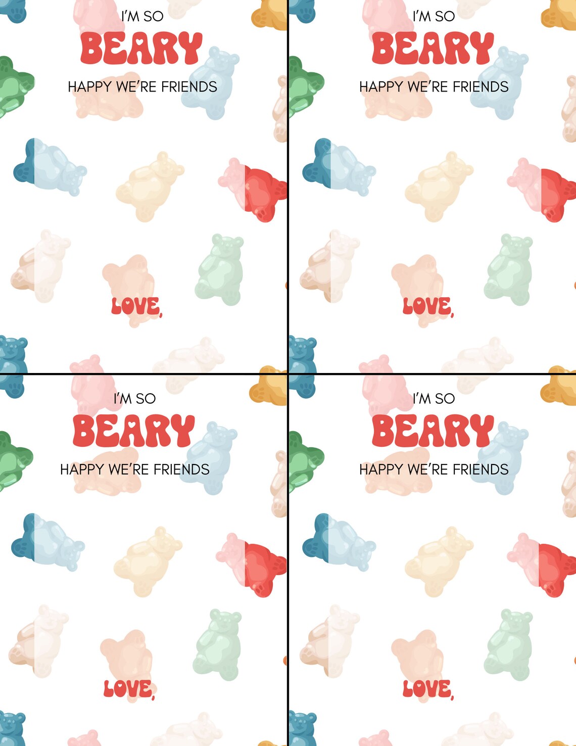 Valentine's Day Fruit Snack Printable I'm so Beary - Etsy