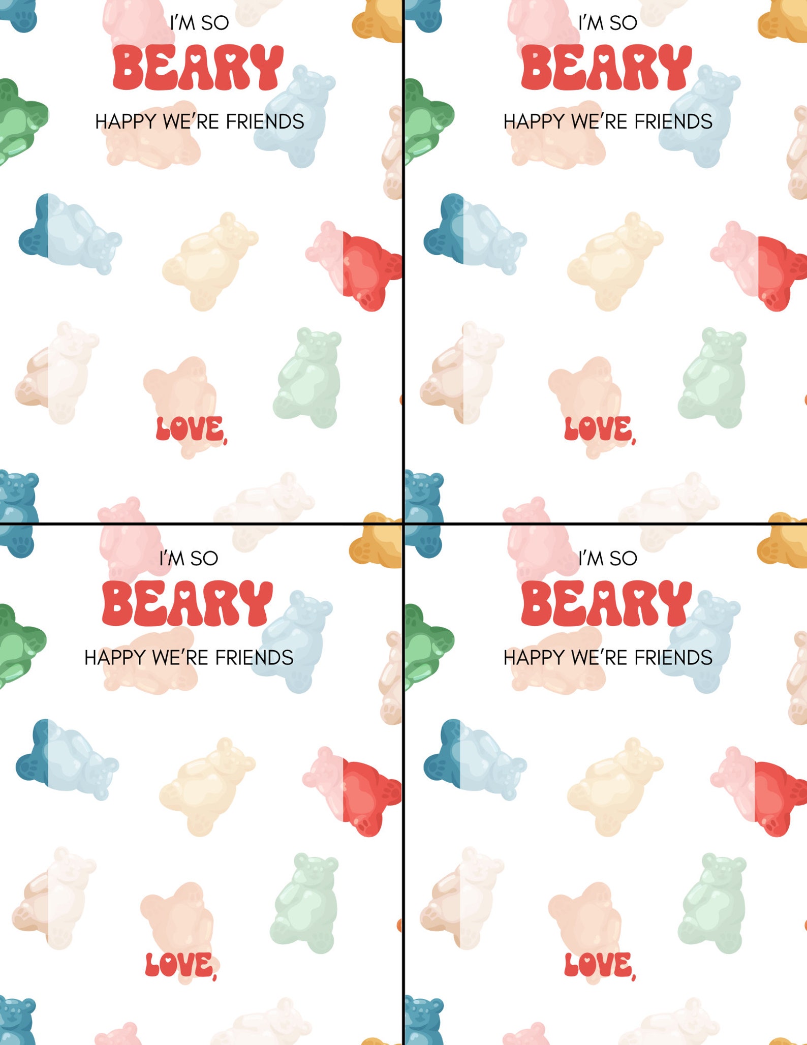 Valentine's Day Fruit Snack Printable I'm so Beary - Etsy