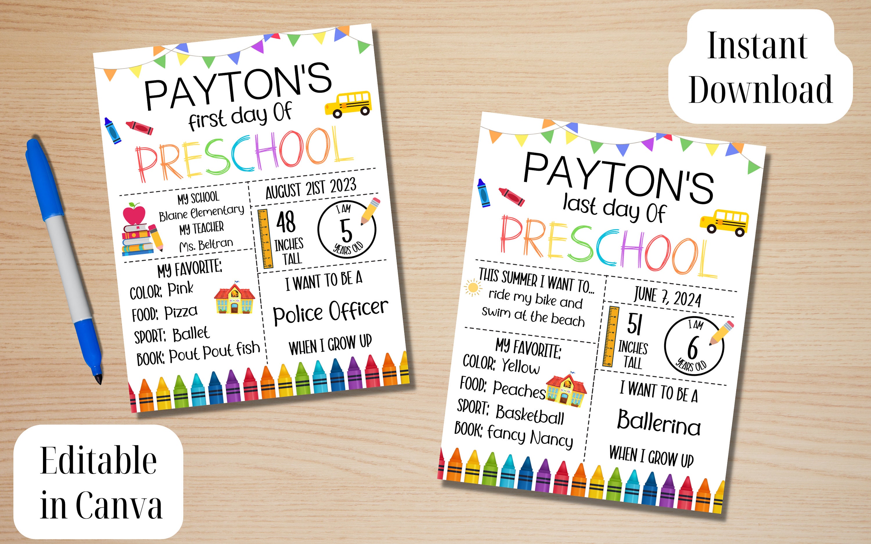 Printable First Day of School Sign, Editable First and Last Day of ...