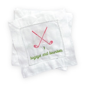 Funny Embroidered Cocktail Napkins (golf Cocktail Napkins) - Etsy