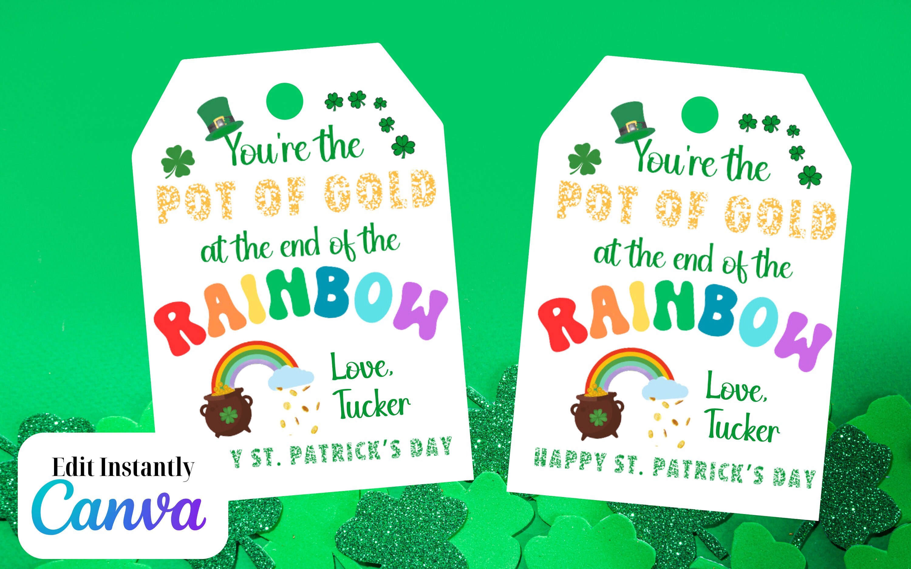 Editable St Patrick's Gift Tag | St Patrick's Day Gift | Rainbow St ...