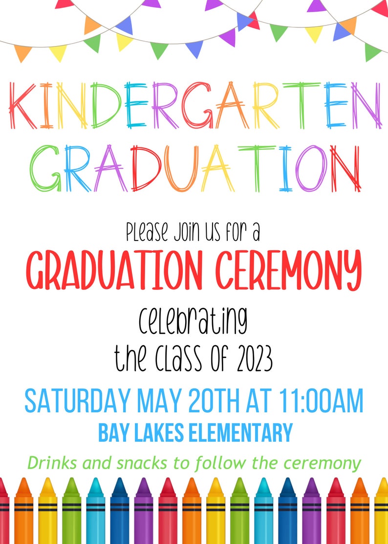 Editable Kindergarten Graduation Invitation, Kindergarten Party Invite ...