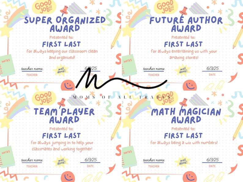 Editable Classroom Awards, Customizable End of Year Student ...