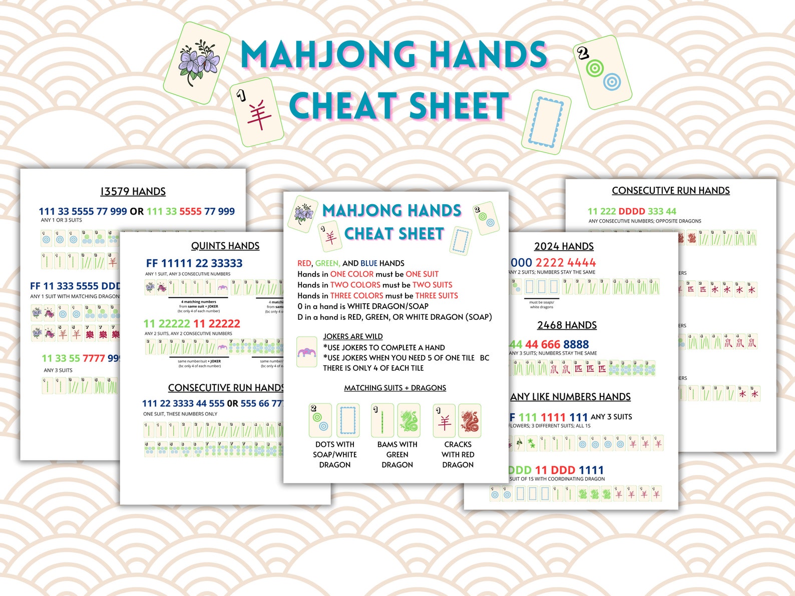 NEW 2025 Quick Visual Reference Guide to American Mahjong for Beginners ...
